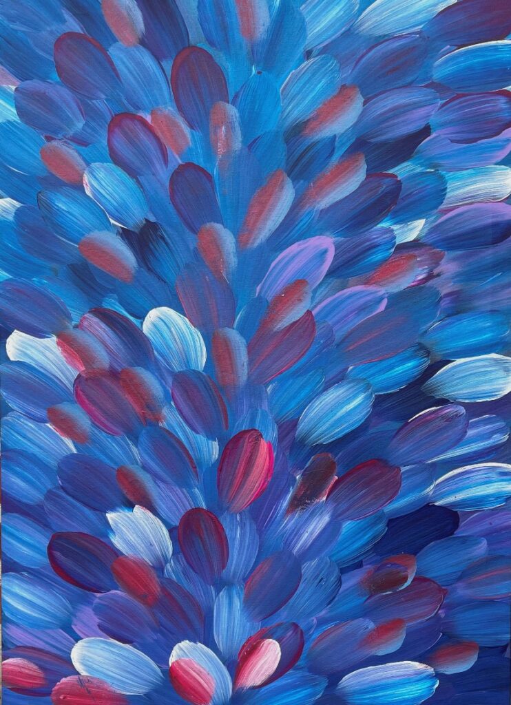 Blue Aboriginal Art Paintings - Water & Rain at Japingka Gallery