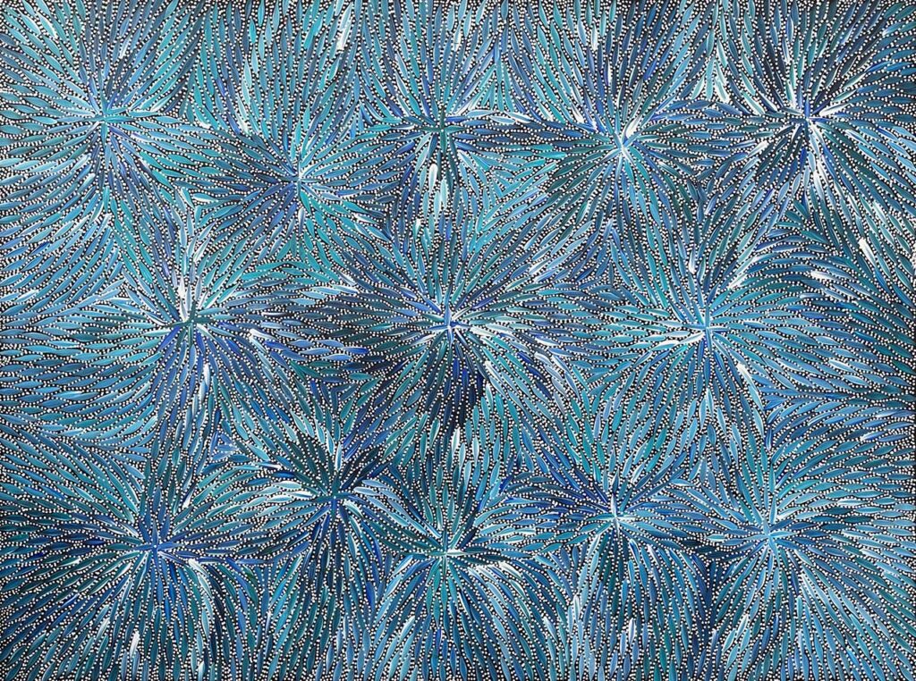 Blue Aboriginal Art Paintings - Water & Rain at Japingka Gallery