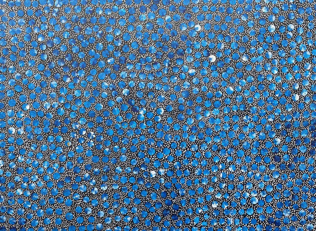 Blue Aboriginal Art Paintings - Water & Rain at Japingka Gallery