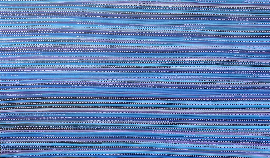 Blue Aboriginal Art Paintings - Water & Rain at Japingka Gallery