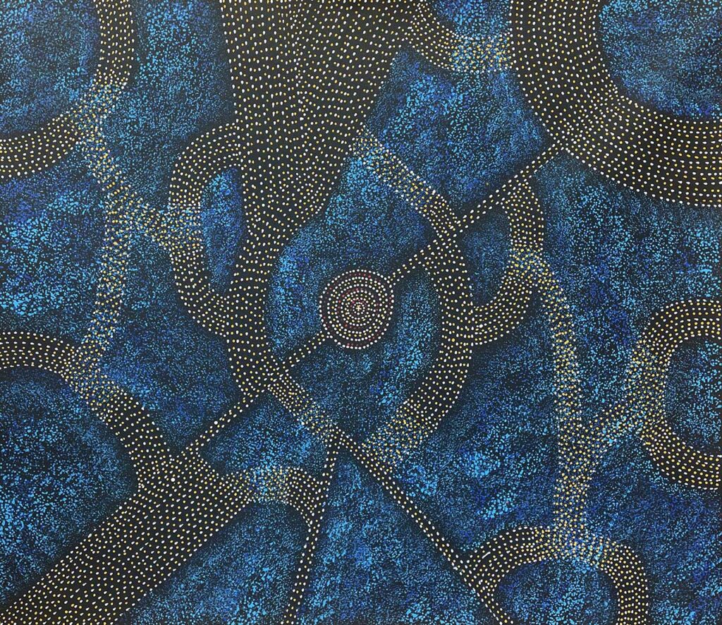Blue Aboriginal Art Paintings - Water & Rain at Japingka Gallery